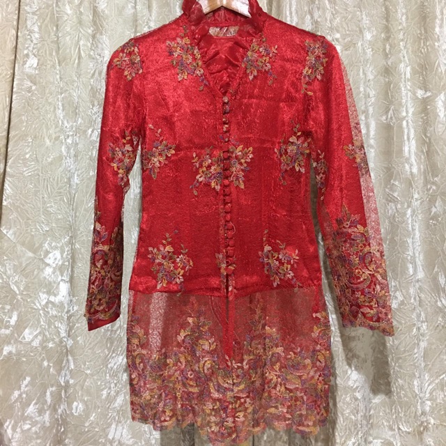 Jual atasan kebaya merah/kebaya brokat merah wanita/kebaya merah wanita ...