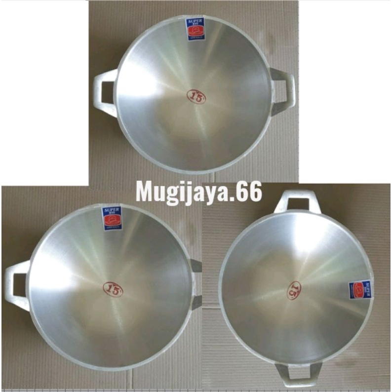 Jual Wajan Kuali SUPER No 15 / Alumunium Cor / Cekung Tebal | Shopee Indonesia