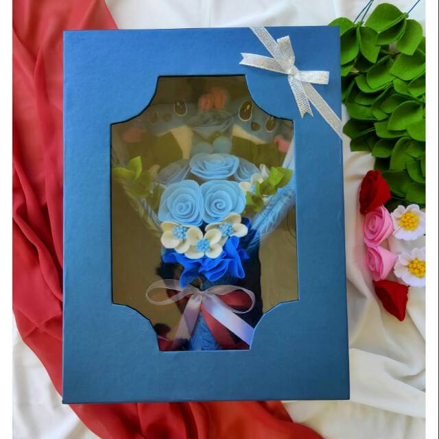 Jual Bucketin box (buket bunga flanel dengan kotak) | Shopee Indonesia