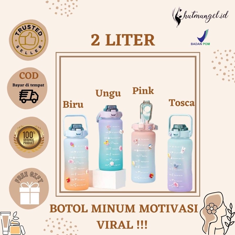 Jual Botol Minum Motivasi dengan Penanda Waktu Kapasitas Sport Straw ...