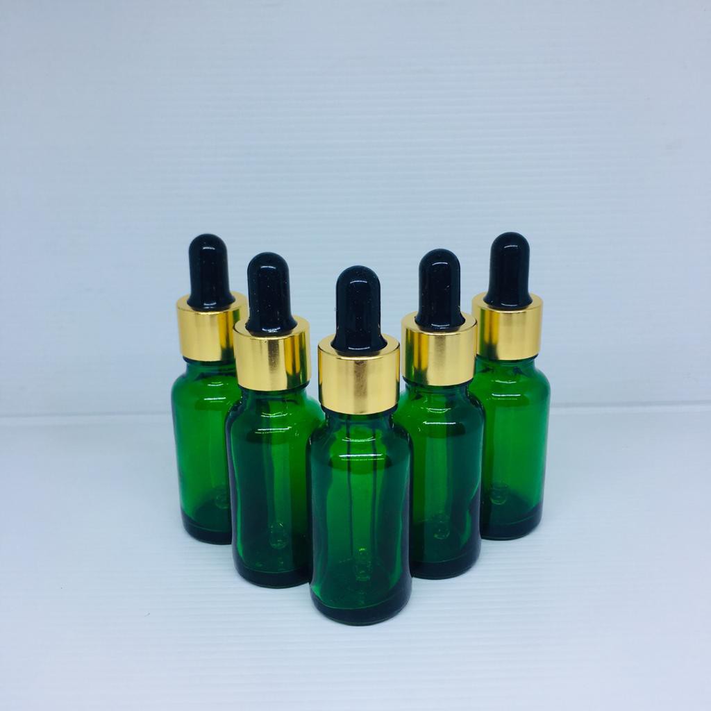 Jual Botol Kaca Pipet 20ml Hijau Tebal Ring Gold Karet Hitam | Shopee ...