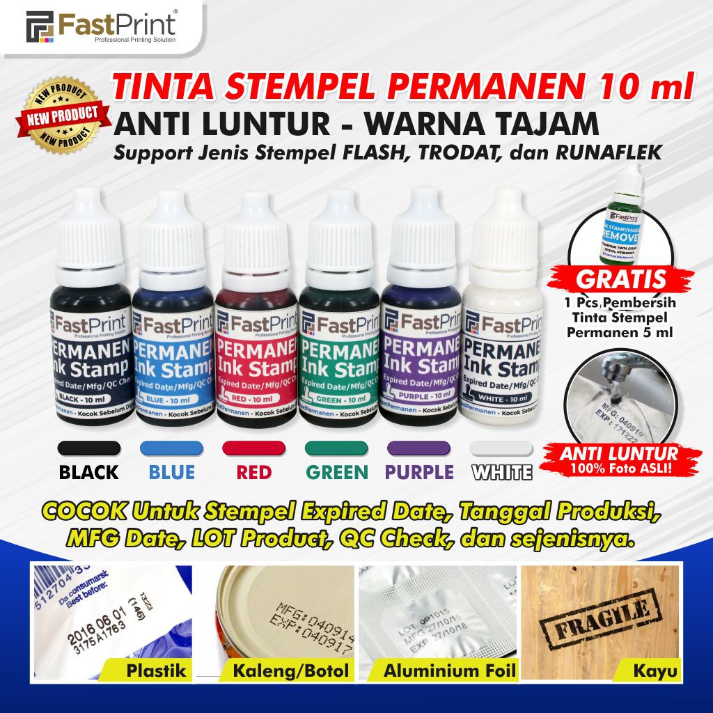 Jual Tinta Stempel Permanen Tanggal Kadaluarsa Ink Waterproof 10ML ...