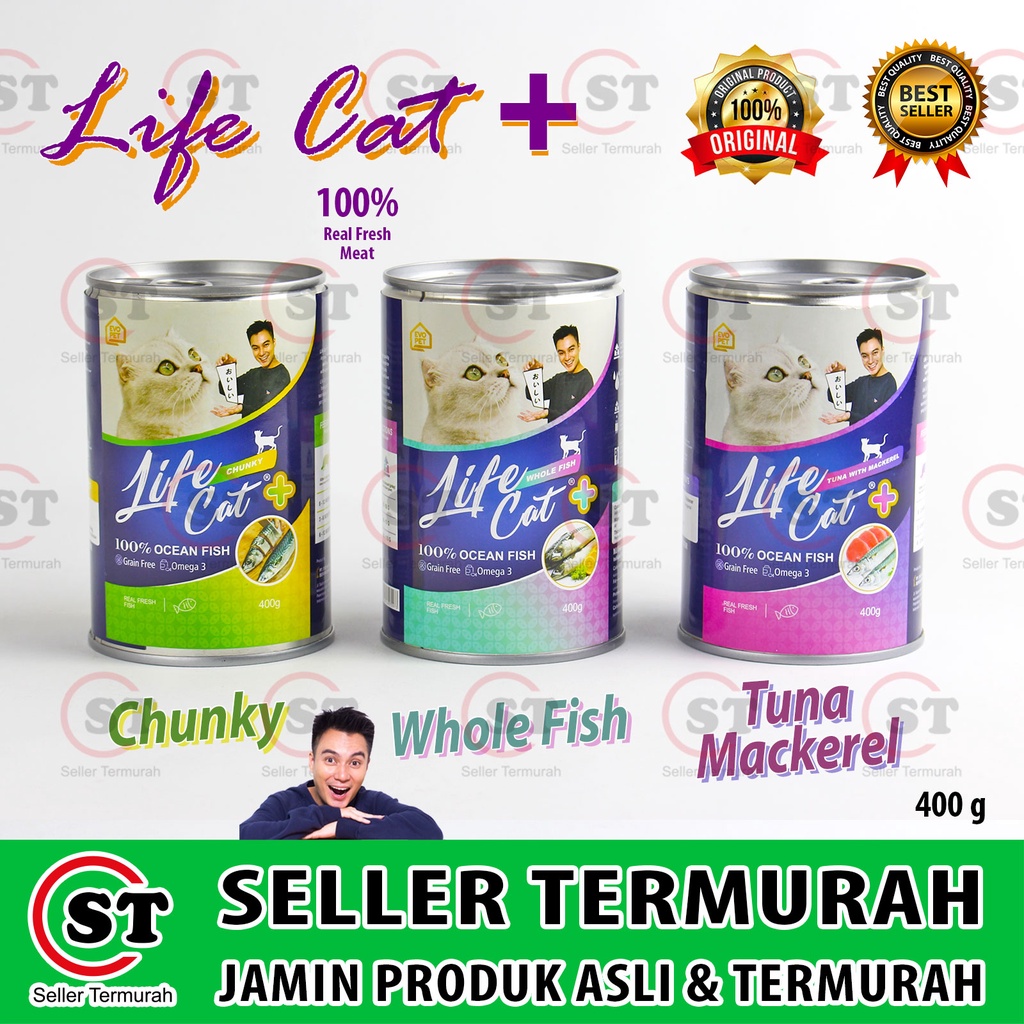 Jual BARU MAKANAN KUCING LIFE CAT PLUS KALENG KITTEN ADULT 400GR ...