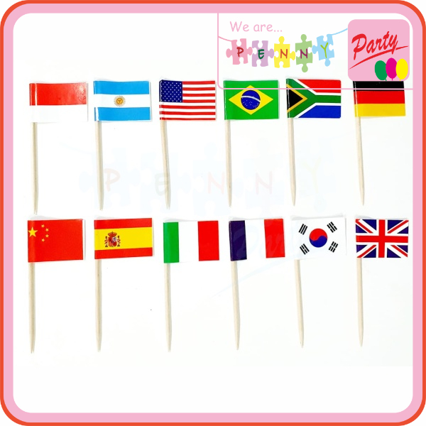 Jual Topper Bendera Negara Hiasan Kue Cupcake Tumpeng TART Ulang Tahun ...