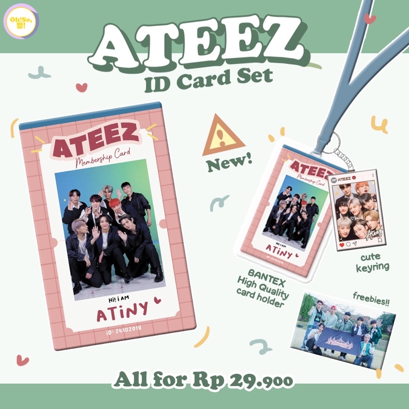 Jual ATEEZ ID CARD PHOTOCARD HOLDER BANTEX LANDYARD SET PREMIUM ...