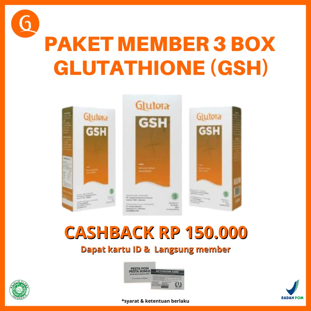 Jual PAKET MEMBER GLUTERA GLUTATHIONE (GSH) 3 BOX Indonesia|Shopee ...