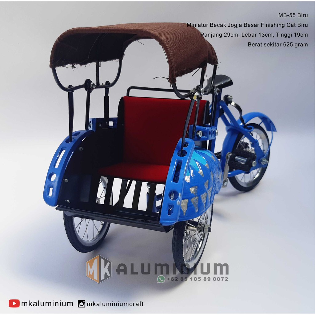 Jual Diescat Miniatur Becak Jogja warna BIRU Logam - MK Aluminium ...