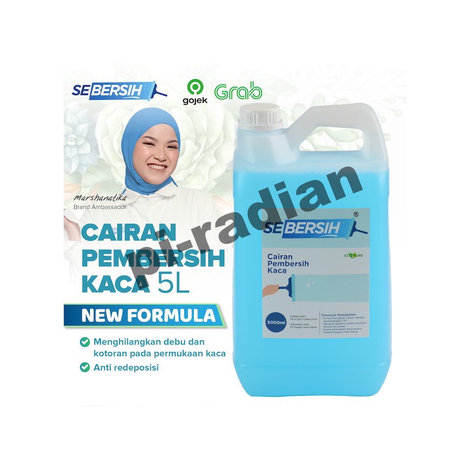 Jual SEBERSIH Cairan Pembersih Kaca Glass Cleaner 5L 5 Liter -GOSEND ...