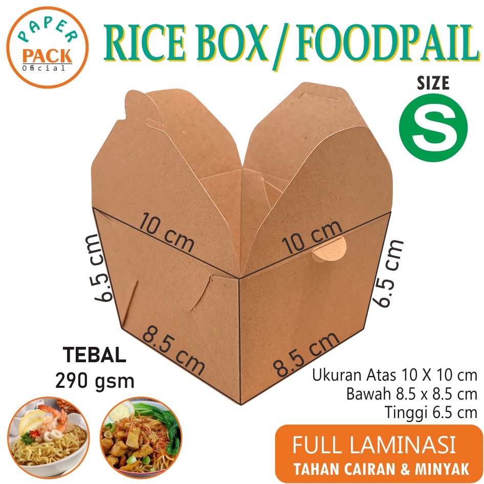 Jual Food Pail Size S/ Paper Rice Box Lunch Box Kertas Dus Makanan ...
