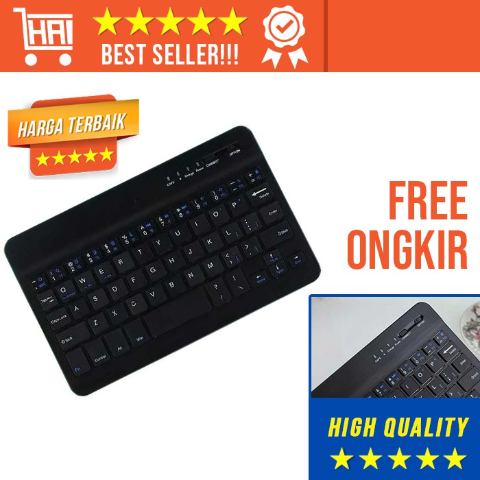 Jual KEYBOARD RECHARGEABLE WIRELESS BLUETOOTH MINIMALIS KEY BOARD HITAM ...