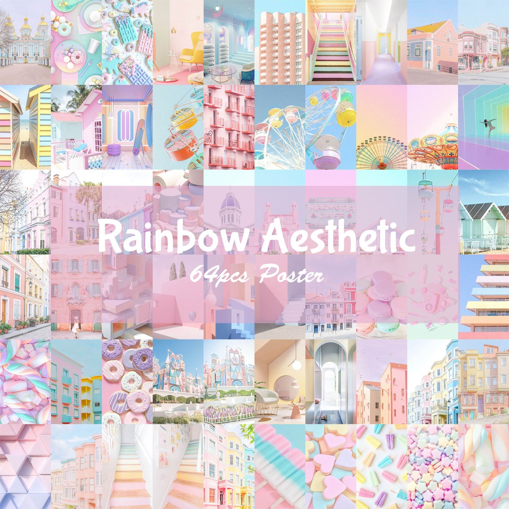 Jual (8 Pcs) Poster Aesthetic Pastel Rainbow Ukuran A5 ,poster aestetic ...