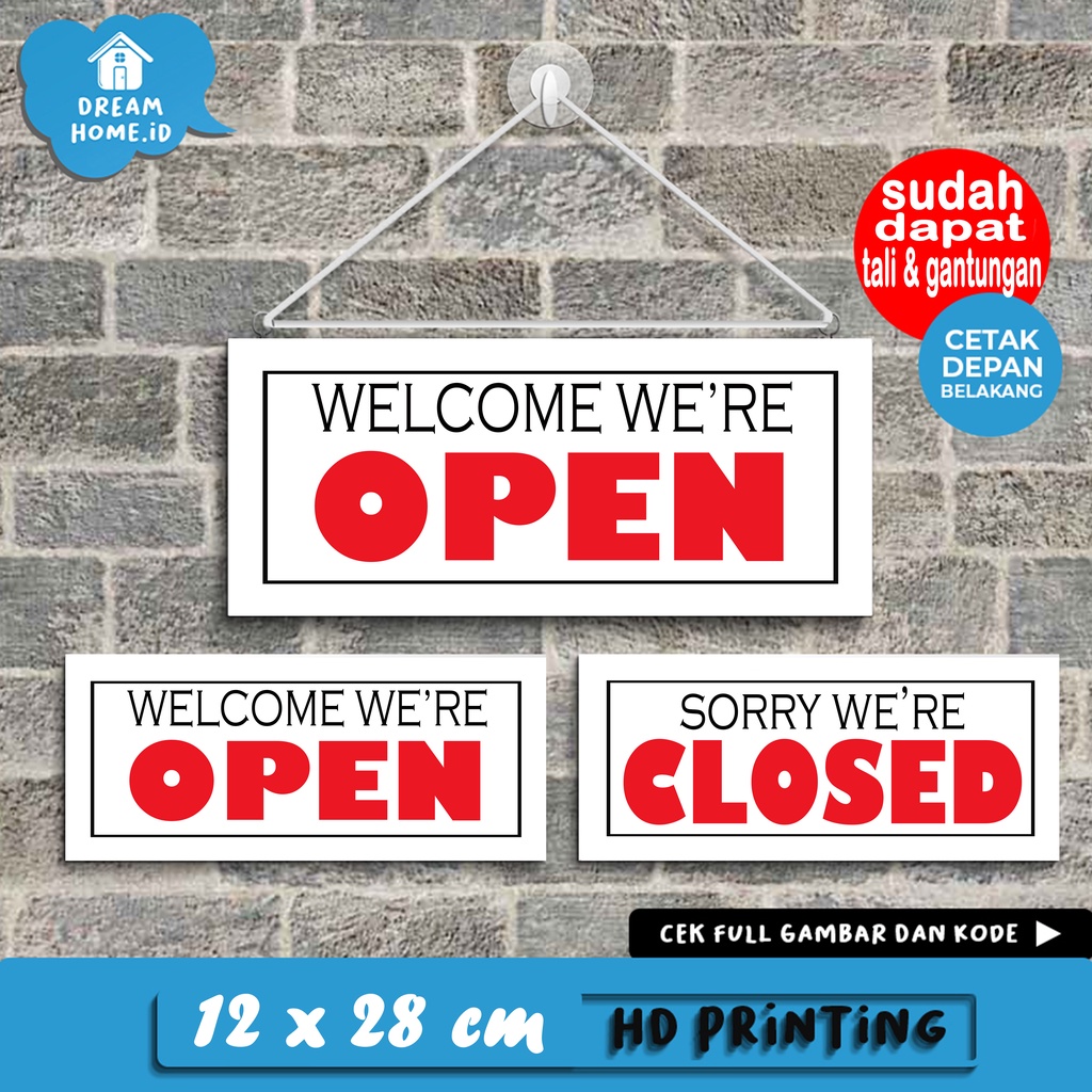 Jual poster gambar tanda tutup dan buka / open close sign 12cm x 19cm ...