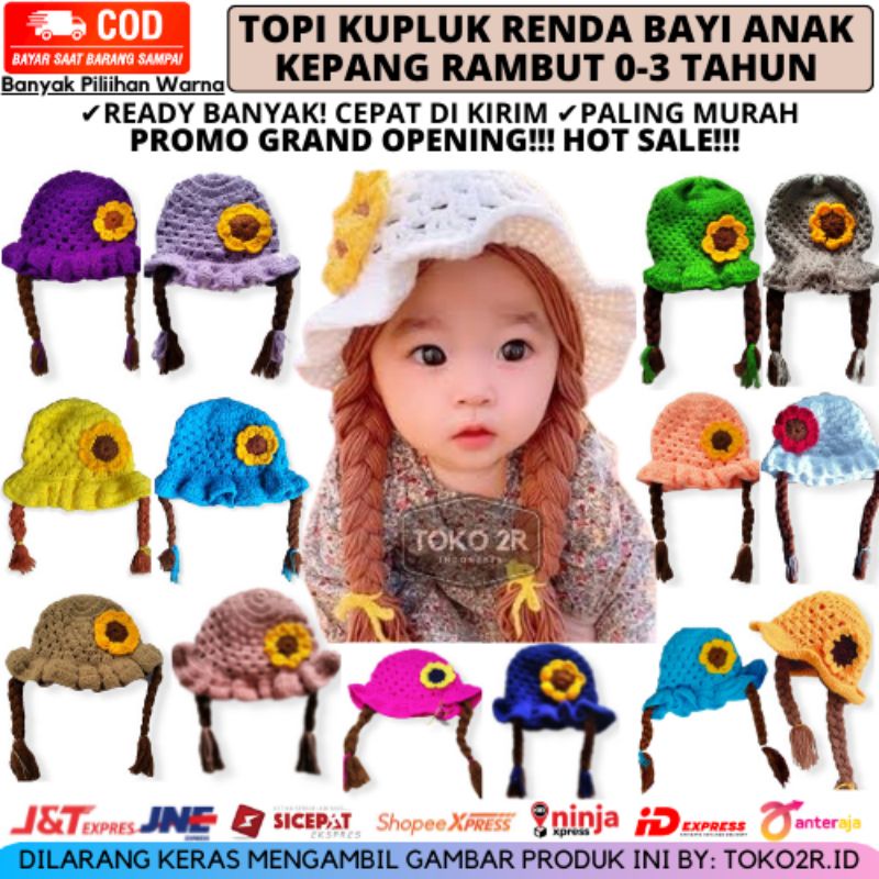 Jual TOPI KUPLUK RENDA BAYI KEPANG RAMBUT BABY HAT WIG KUPLUK WIG ...