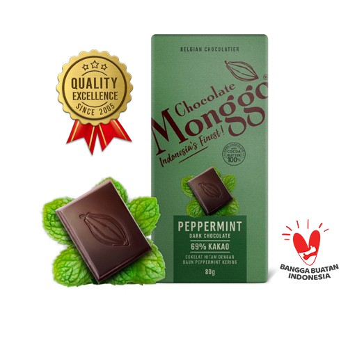 Jual Chocolate Monggo | Peppermint & Dark Chocolate 80gr | Coklat Murni ...