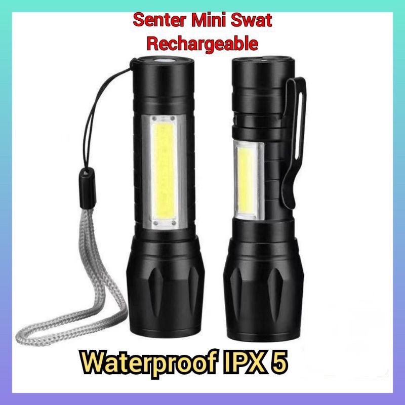 Jual XPE 511 SENTER SWAT MINI LED ZOOM SUPER TERANG SWAT POLICE LIGHT USB COB CHARGER 1000 LUMEN ...