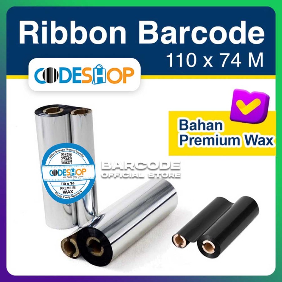 Jual Ribbon Barcode Premium Wax Ukuran 110 X 74 Meter Pita Rbbon ...