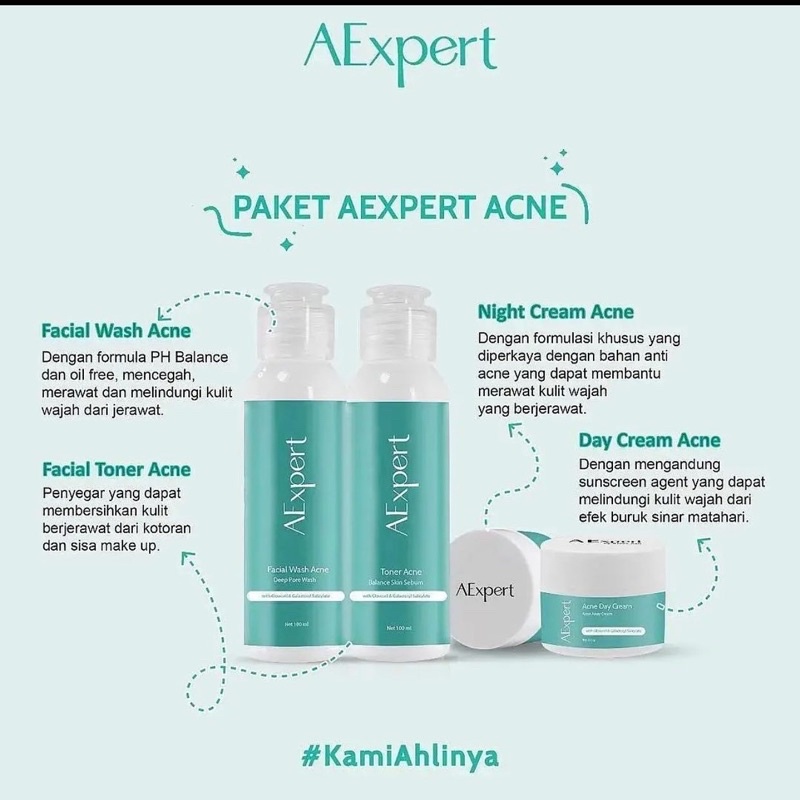 Jual Paket AExpert Acne ( Day Cream , Night Cream , Toner , Facial Wash ) | Shopee Indonesia