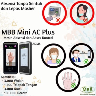 Jual ORIGINAL 100% Mesin Absensi Wajah Bisa Pakai Masker & Telapak ...