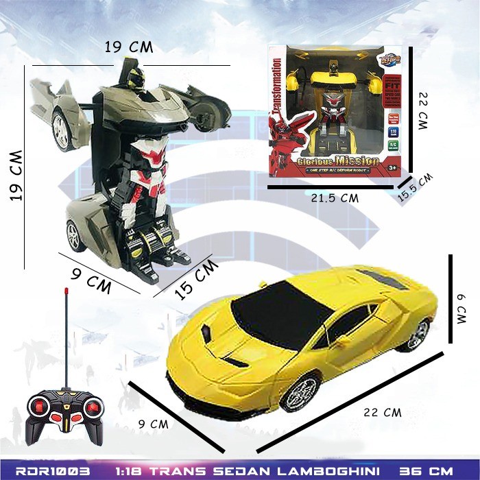 Jual Mobil Remote Control RC Lamborghini Transformer 1:18 Mainan Anak ...