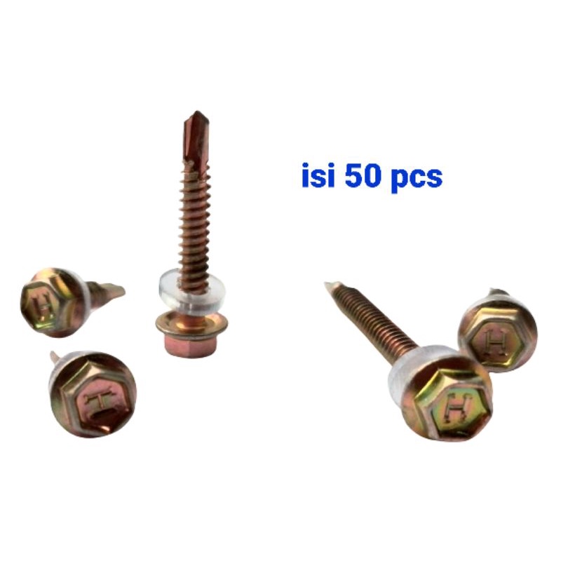 Jual Baut Drilling baja ringan sekrup roofing 8 mm Murah 12mm x 50 mm ...