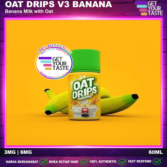 Jual Liquid Oat Drips V3 Banana 60ML by JVS x Steam Queen Juice ...