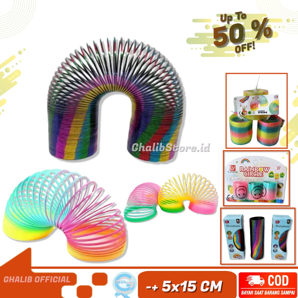 Jual Rainbow Spring Mainan Jadul Per Pegas Slinki Jumbo 15 CM Mainan ...
