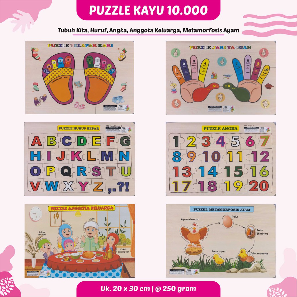 Jual Puzzle Edukasi Anak / Puzzle Kayu / Puzzle Anak : TELAPAK KAKI ...