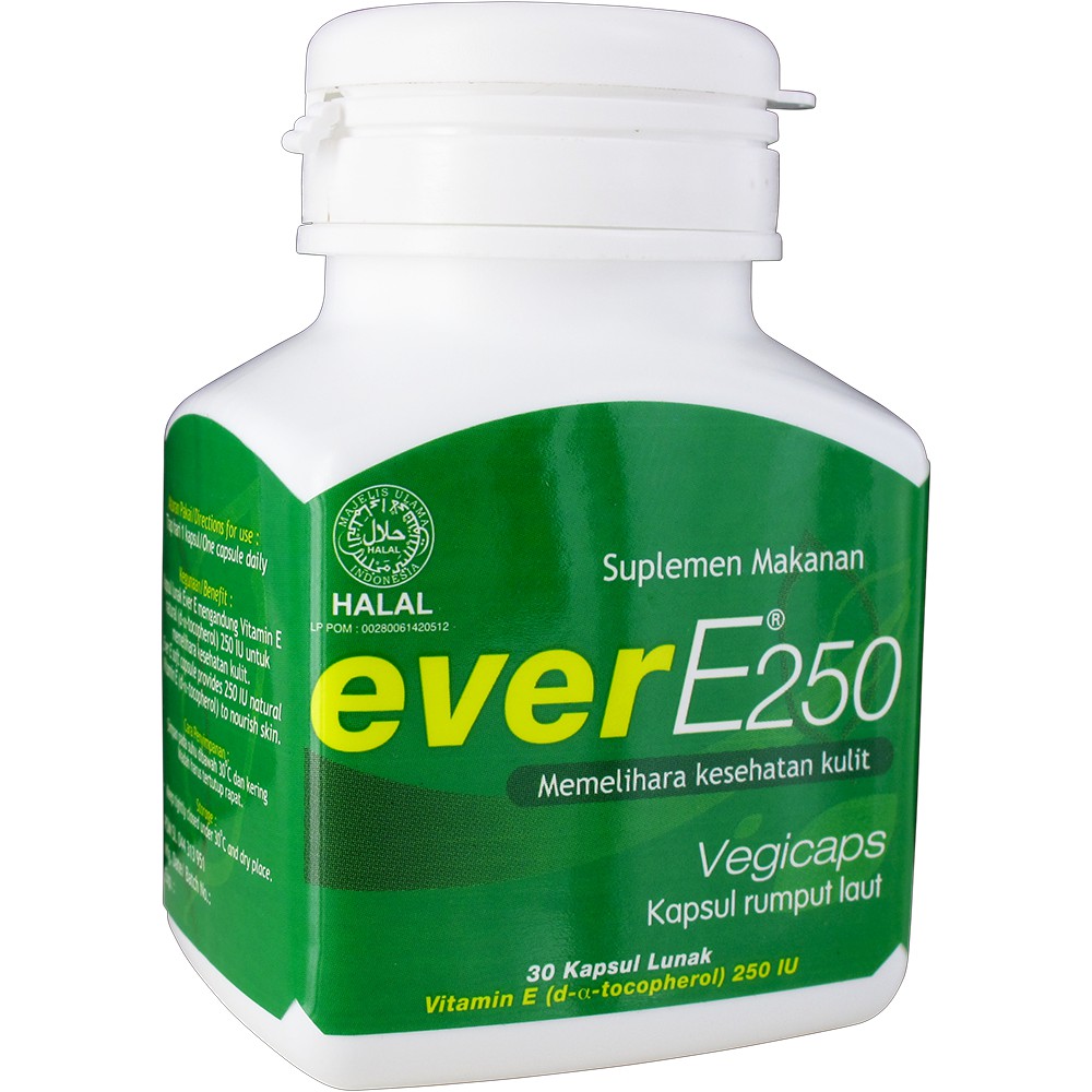 everE250 Vitamin E Botol Isi 30 Softcapsule Rumput Laut Kulit Sehat ...