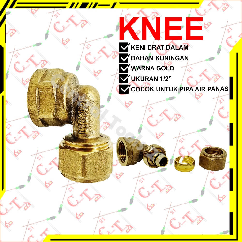 Jual Keni Knee Drat Dalam Air Panas Kuningan 1/2 Inch | Shopee Indonesia