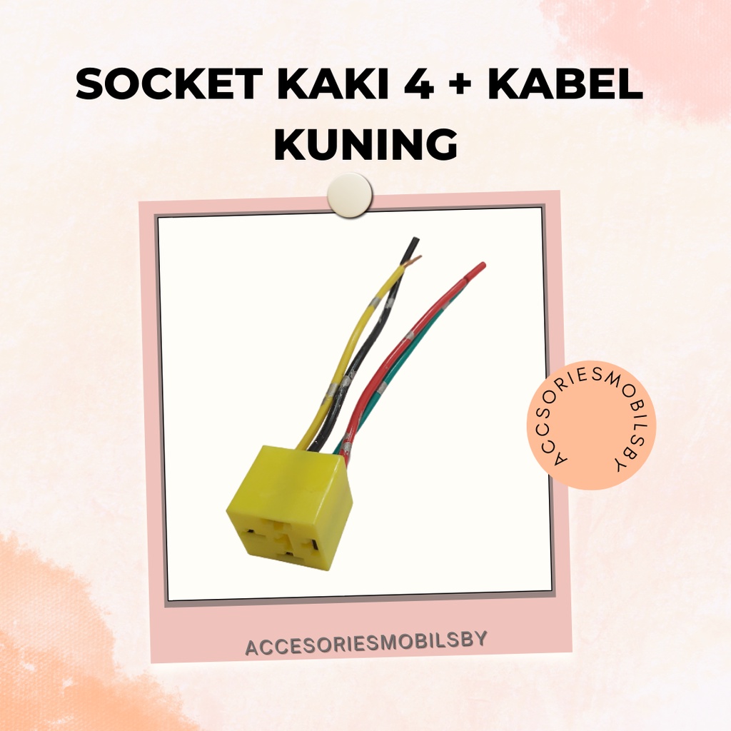 Jual Soket Relay Kuning pakai Kabel Socker Relay Kaki 4 Kuning Plus ...