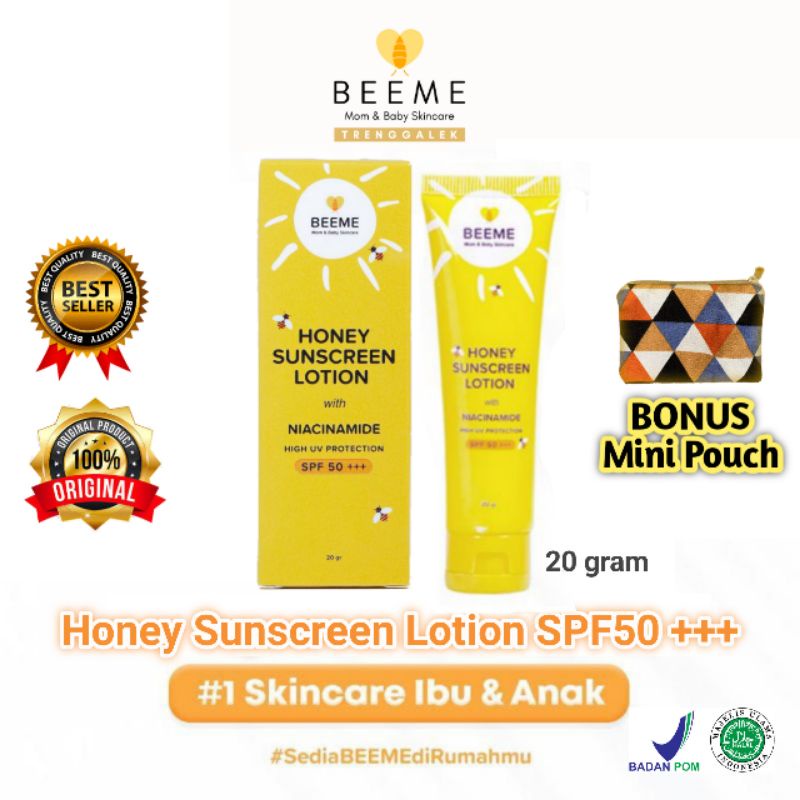 Jual BEEME Honey Sunscreen Lotion SPF50 PA+++ with Niacinamide/Skincare ...