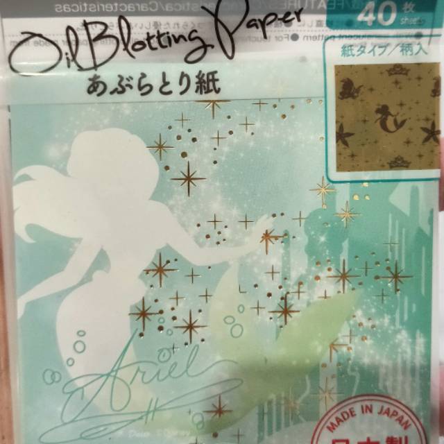 Jual (Daiso) Disney Princess Ariel Oil Blotting Paper (40 Sheets ...