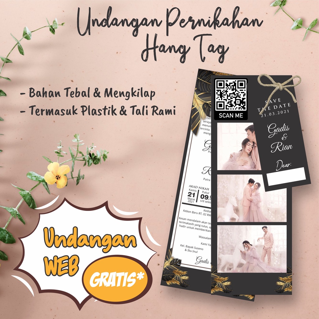 Jual Undangan Hang Tag Tali Rami Murah Elegan Mewah Bahan Tebal Dan ...