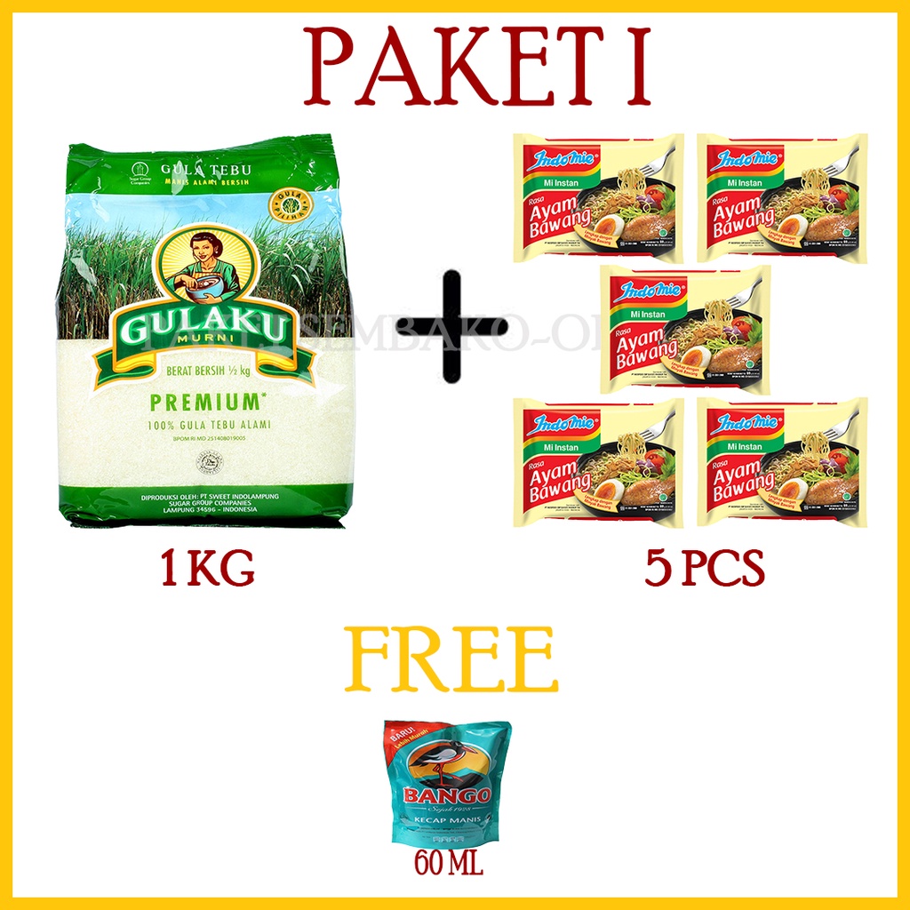 Jual Paket I - Gula 500gr Indomie Ayam Bawang Gratis Kecap Bango Paket ...