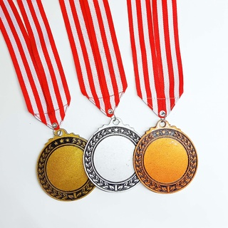 Jual Medali Warna Emas Plus Tali Merah Putih Medalion Mendali Gold ...