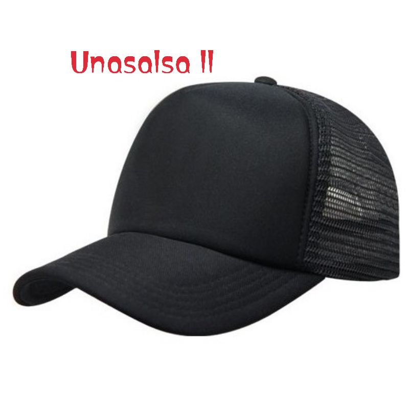Jual Topi Trucker hat Polos hitam premium full black tekuk | Shopee ...