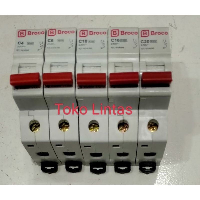 Jual MCB Original Broco / MCB 1 Phase 4A/6A/10A/16A/20A SNI standard ...