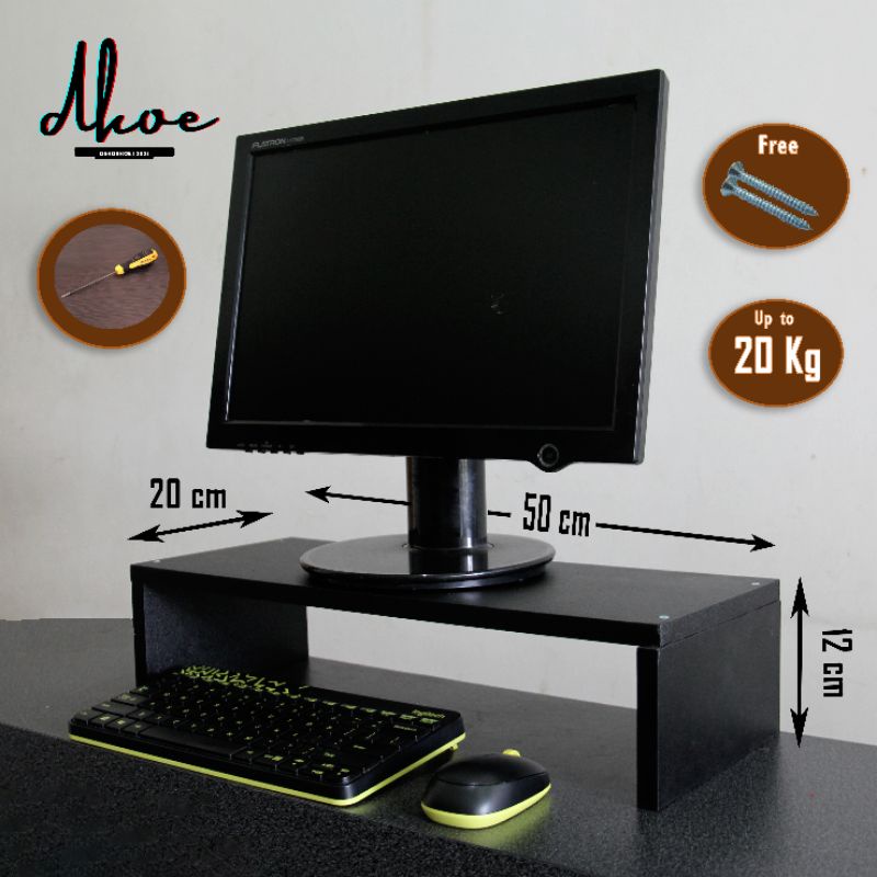 Jual Meja Monitor Kayu Solid Pinus Aesthetic | Shopee Indonesia