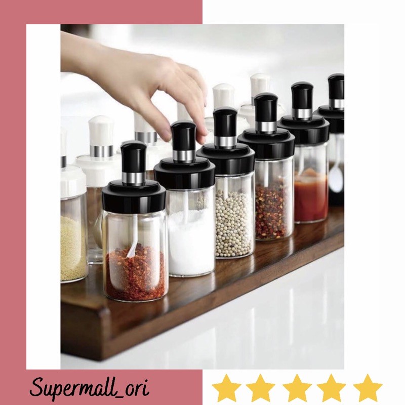 Jual Botol Bumbu Toples Bumbu termasuk Sendok Botol Kaca Transparan ...