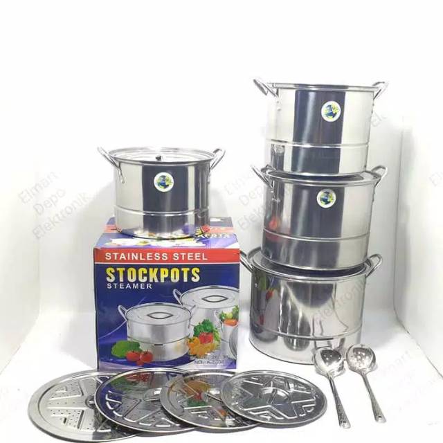 Jual Panci steamer stockpot Sinda / Panci Susun Stainless kukusan ...