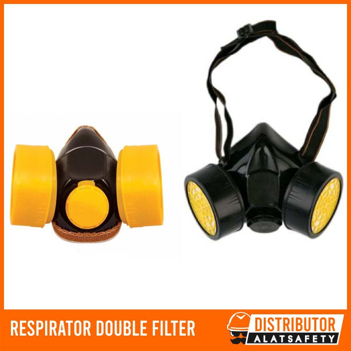 Masker Chemical Double Cartridge / Respirator Double Filter Hitam dan ...