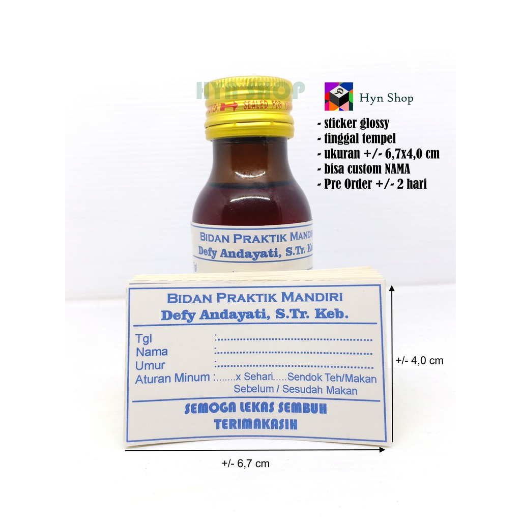 Jual sticker/etiket sirup obat isi 100 pcs Ukuran 6,7x4,0cm | Shopee ...