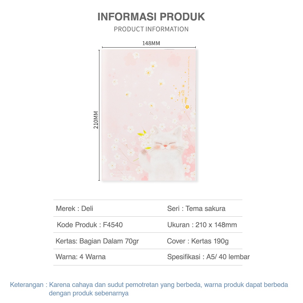 Jual ( PROMO ) Deli Notebook / Buku Tulis Jahit/ Buku Spiral A5/B5 40/ ...