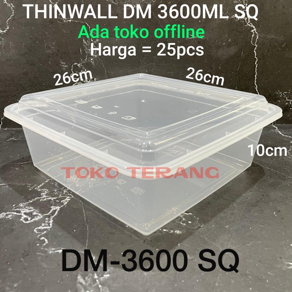 Jual Thinwall food container 3600ml kotak SQ/Cup salad/Tempat ...
