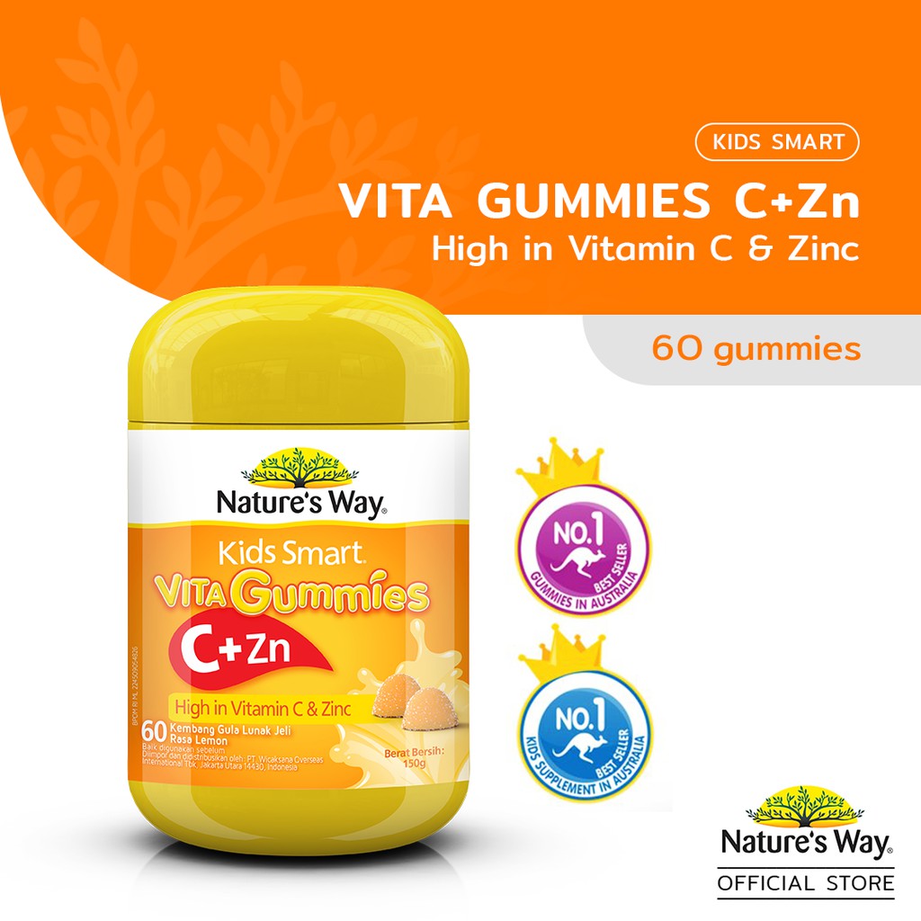 Jual Nature's Way Kids Smart Vita Gummies Vitamin C + Zinc 60 Gummies ...