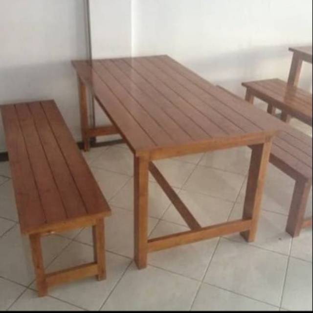 Jual Meja Kursi Kafe Resto Kayu Jati Belanda Meja Makan Warkop | Shopee ...