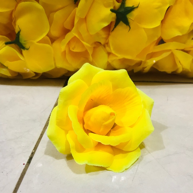 Kuntum mawar jumbo import 1 pcs KUNING/Bunga palsu/Mawar palsu/Dekorasi ...