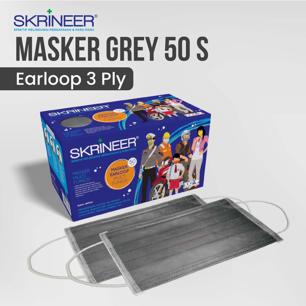 Jual Skrineer Mask 1 Lapis isi 50 Earloop Grey | Shopee Indonesia