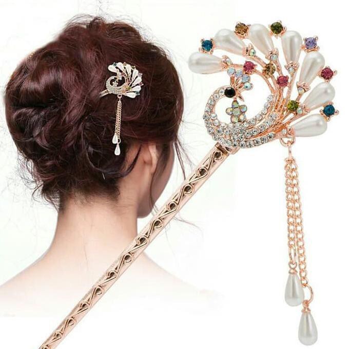 Jual Tusuk Konde Tusuk Sanggul Hiasan Rambut Sanggul Model Merak ...