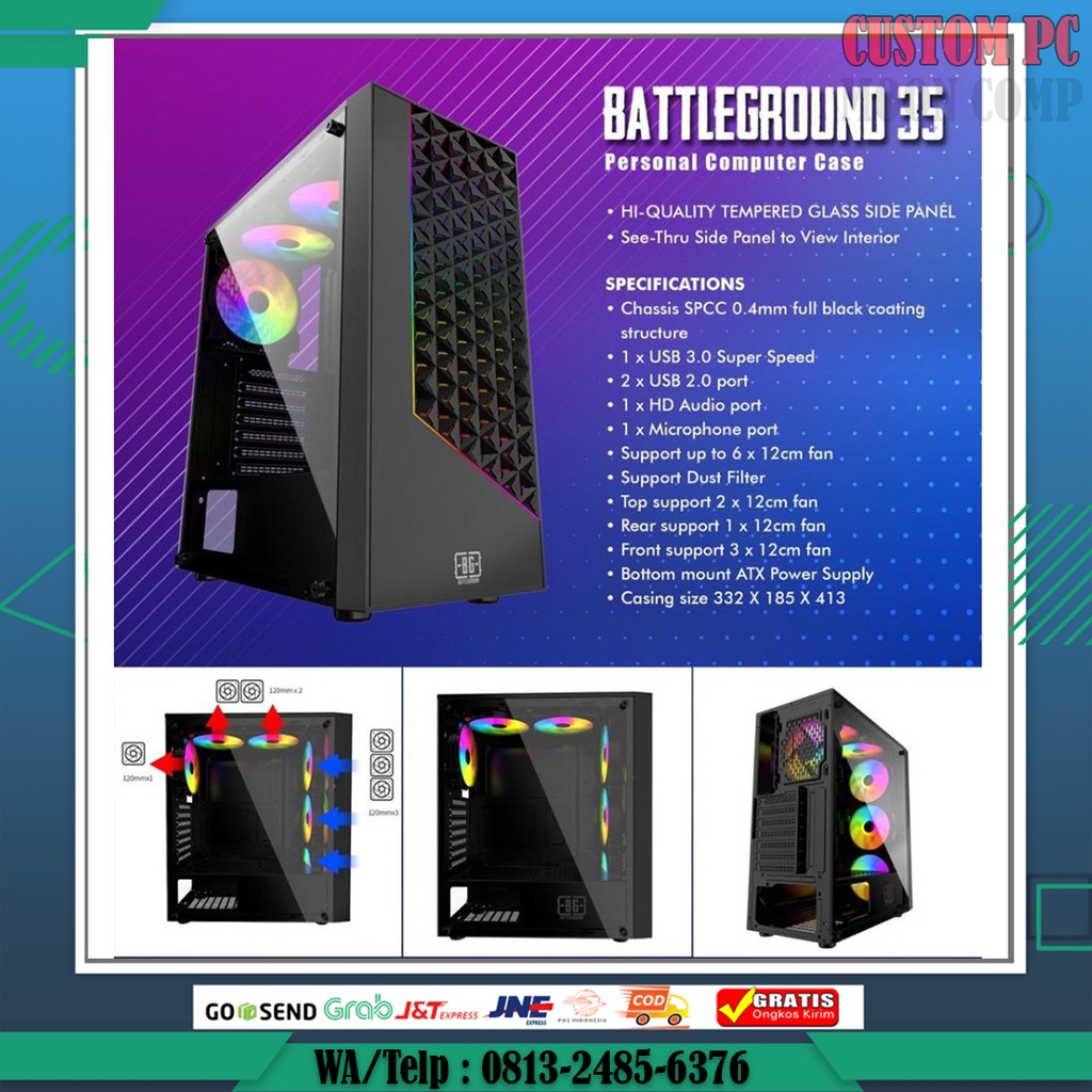 Jual Casing PC Case Gaming ATX/mATX Tempered Glass Simbadda ...